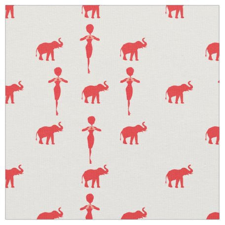 Lucky Red Elephant Fabric | Zazzle