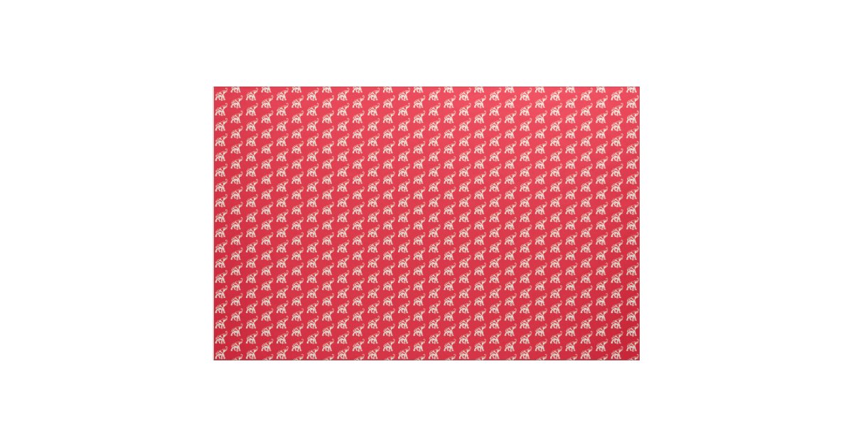 Lucky Red Elephant Fabric | Zazzle