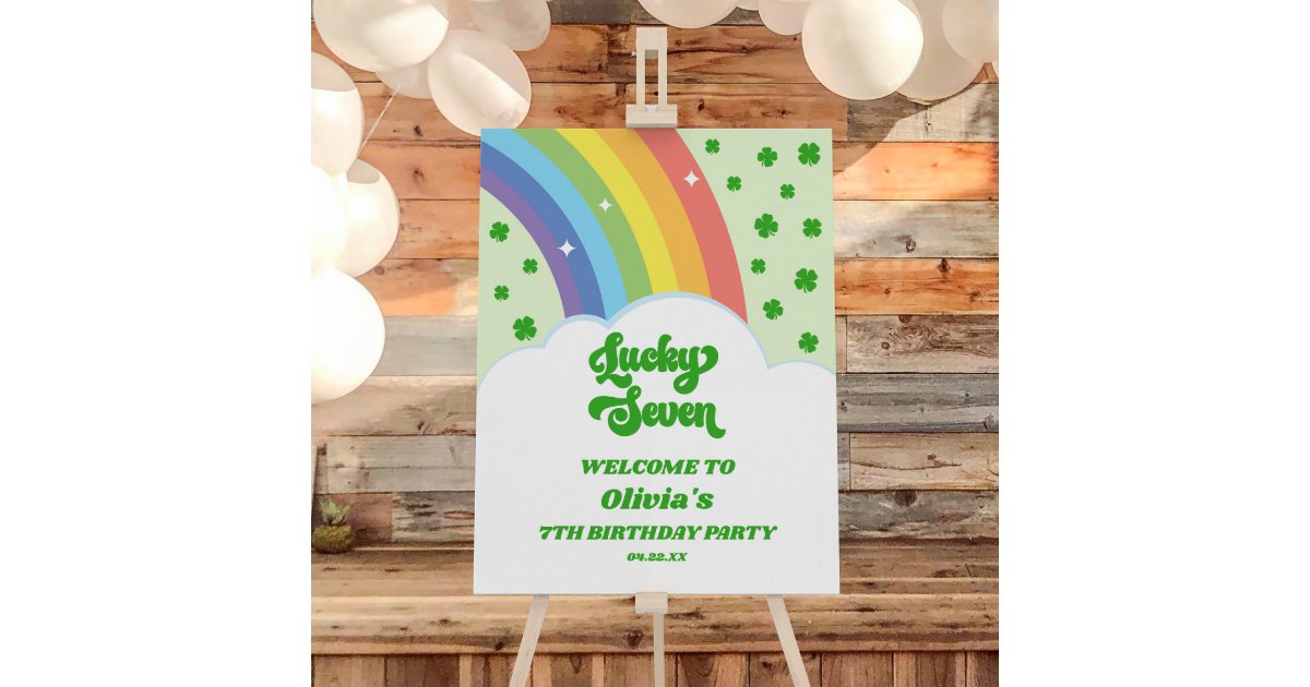 Lucky Seven 7th Birthday Party Welcome Sign | Zazzle