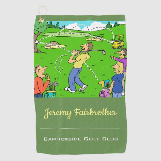 Lucky tee-off - Funny Golf Cartoon Golf Towel | Zazzle.com