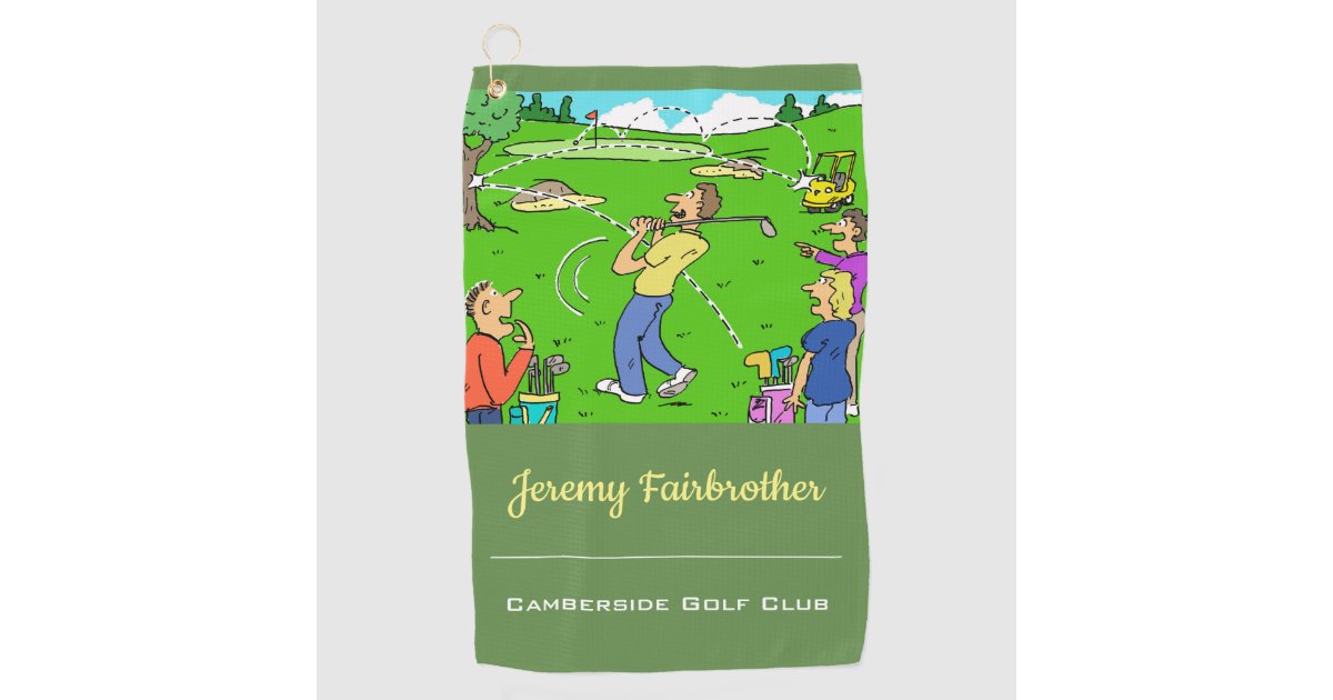 Lucky tee-off - Funny Golf Cartoon Golf Towel | Zazzle