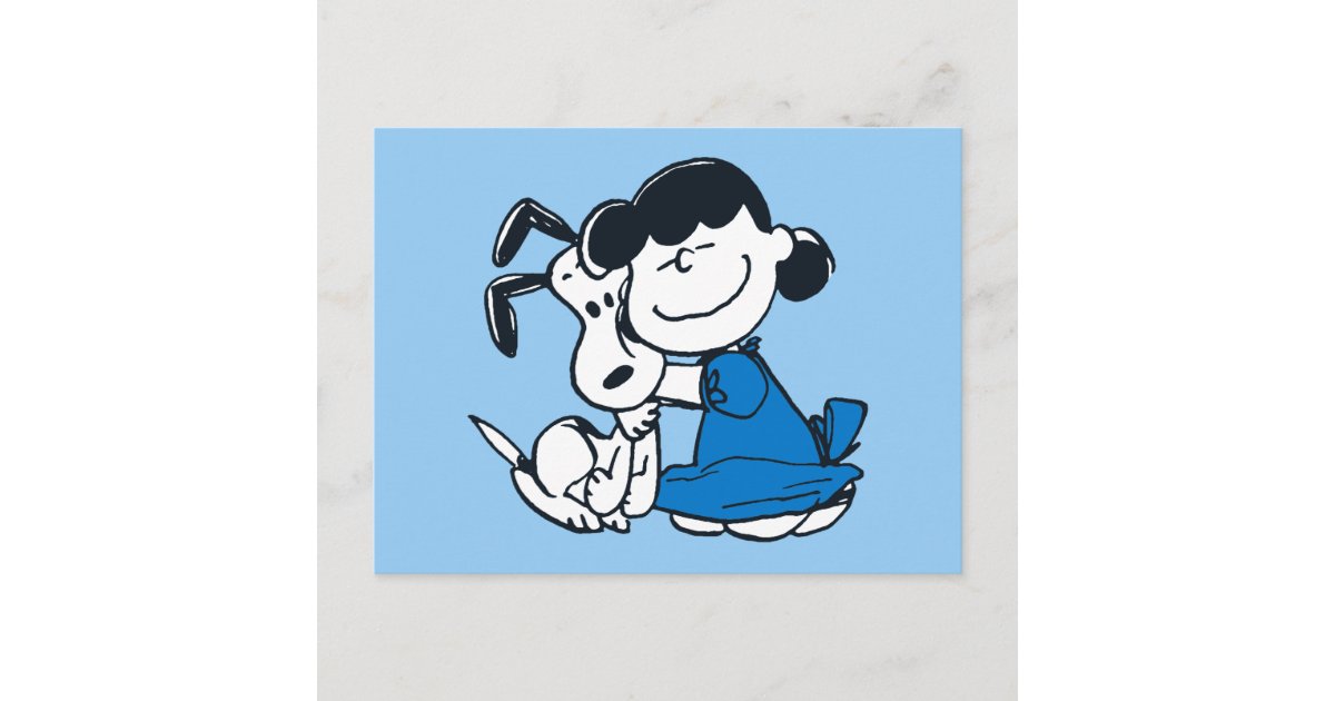 Lucy Hugging Snoopy Postcard | Zazzle
