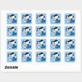 Lucy Hugging Snoopy Square Sticker | Zazzle