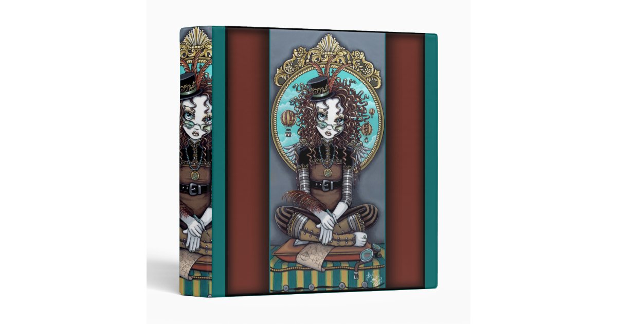 "Lucy" Steam Punk Air Balloon Fairy Art Binder | Zazzle