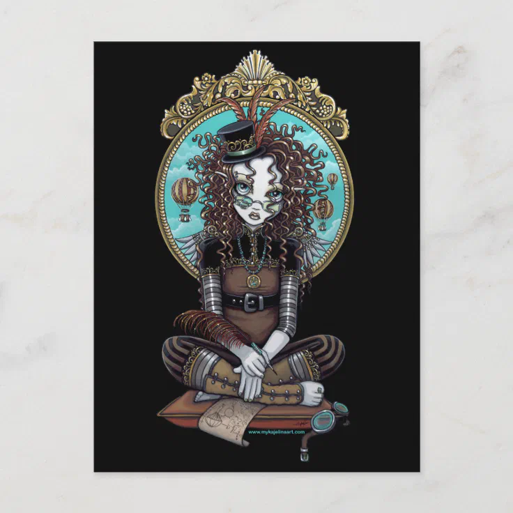 "Lucy" Steam Punk Balloon Fairy Art Postcard | Zazzle