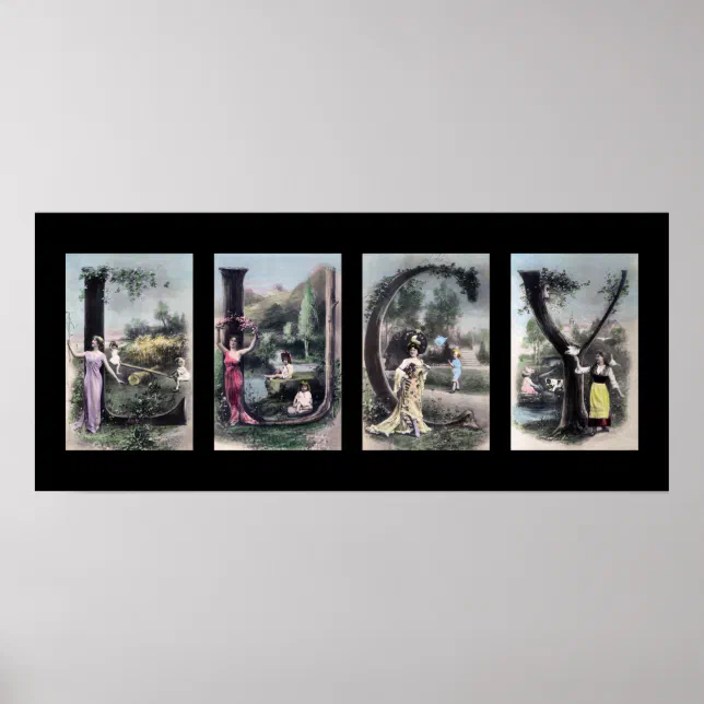 LUCY Vintage Alphabet Letter Name Art Poster | Zazzle