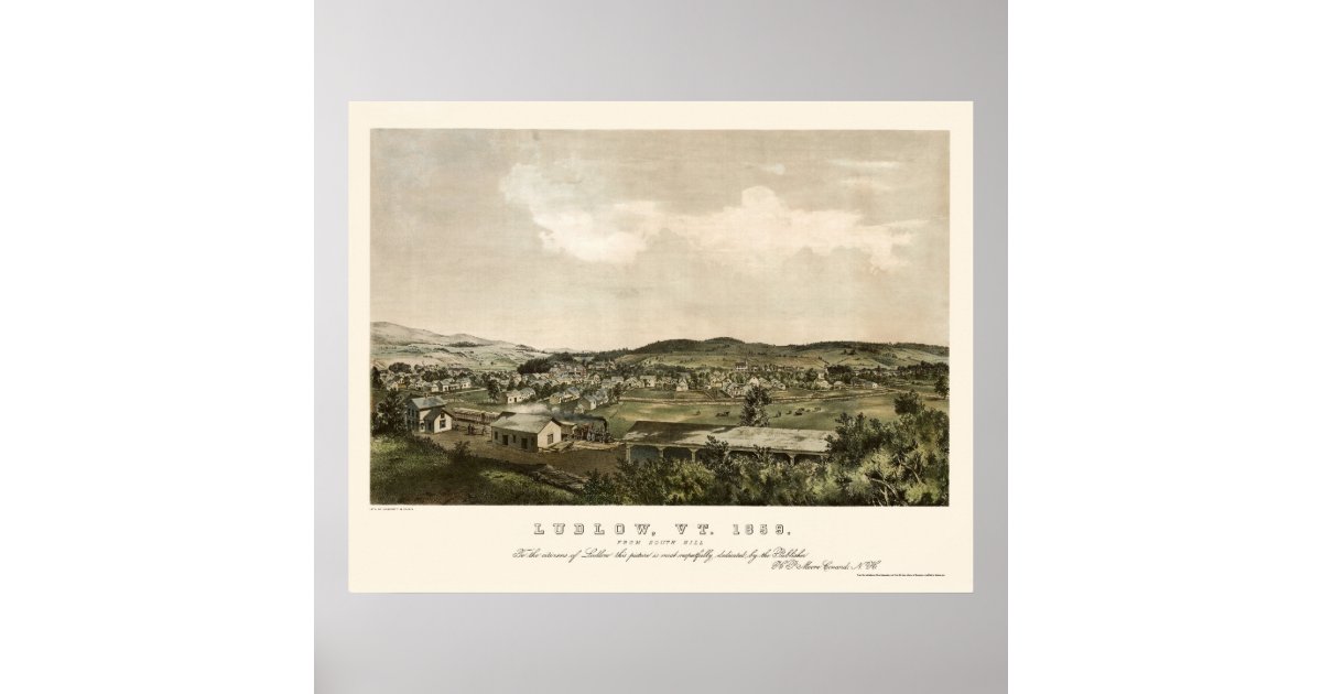 Ludlow, VT Panoramic Map - 1859 Poster | Zazzle