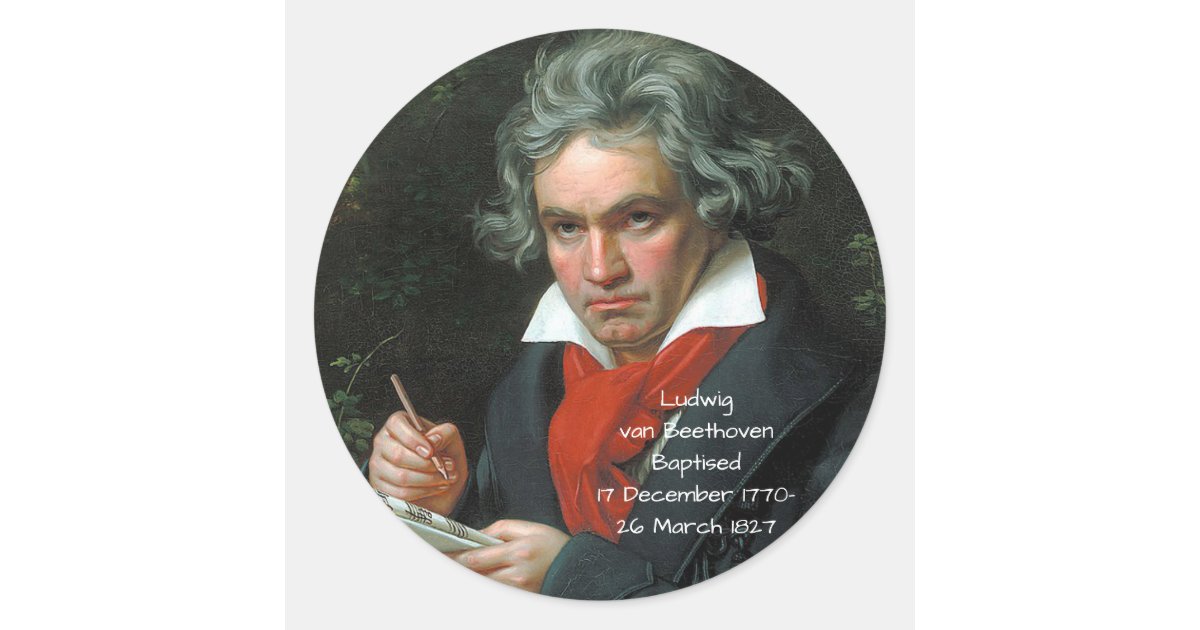 Ludwig van Beethoven, 1820 Classic Round Sticker | Zazzle