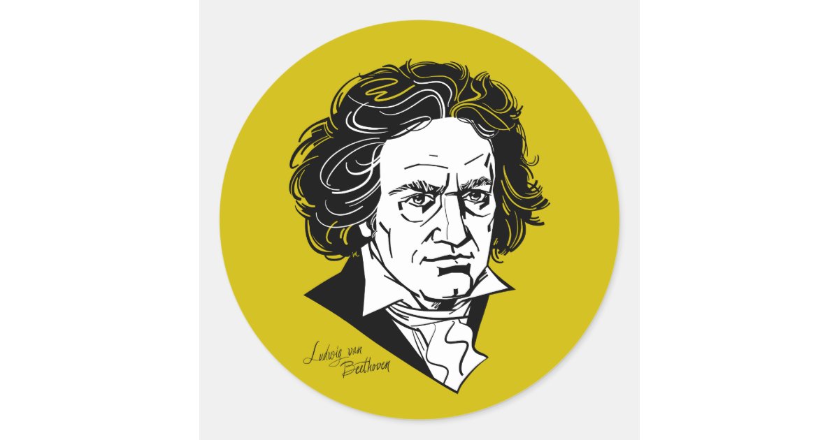Ludwig van Beethoven Classic Round Sticker | Zazzle