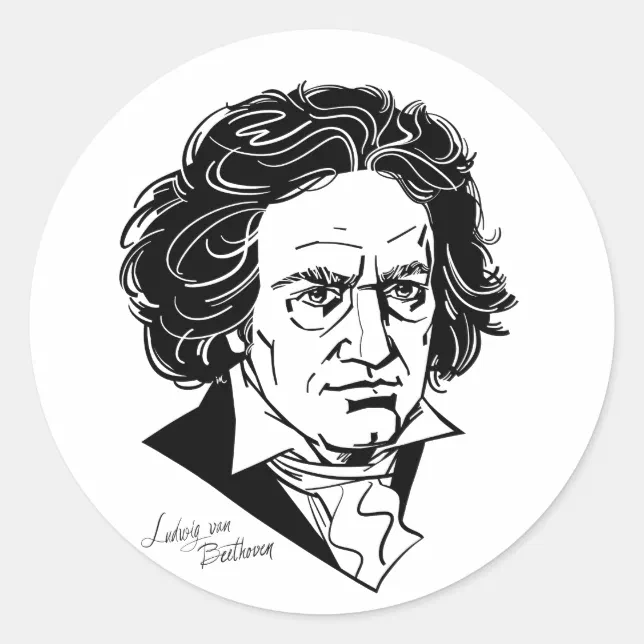 Ludwig van Beethoven Classic Round Sticker | Zazzle