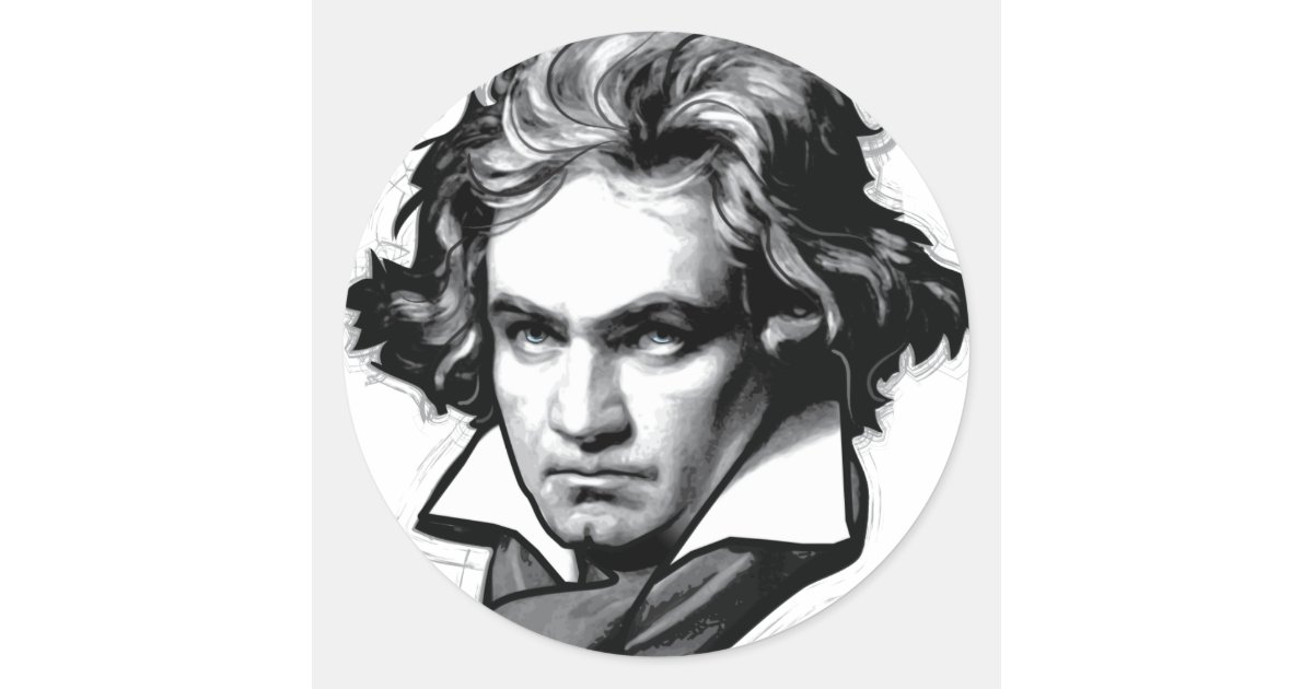 Ludwig van Beethoven Classic Round Sticker | Zazzle