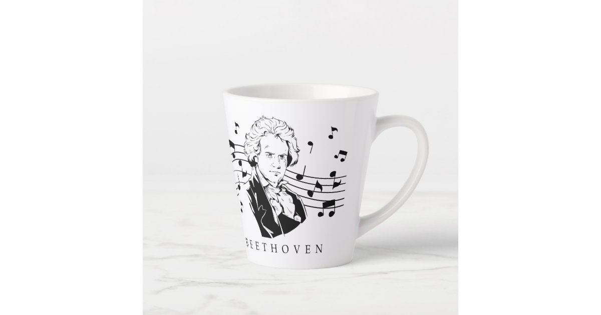 Ludwig van Beethoven Portrait and Bust With Notes Latte Mug | Zazzle