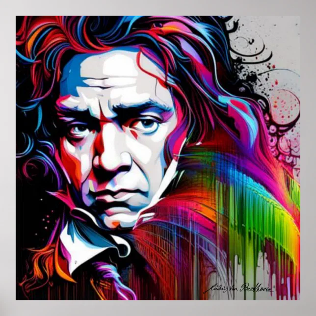 Ludwig van Beethoven Vibrant Unique 40"x40" Poster | Zazzle