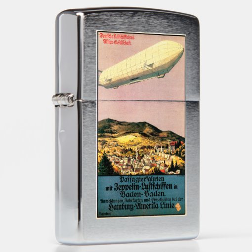 Luftschiff Zeppelin Airship over Town Poster Zippo Lighter | Zazzle