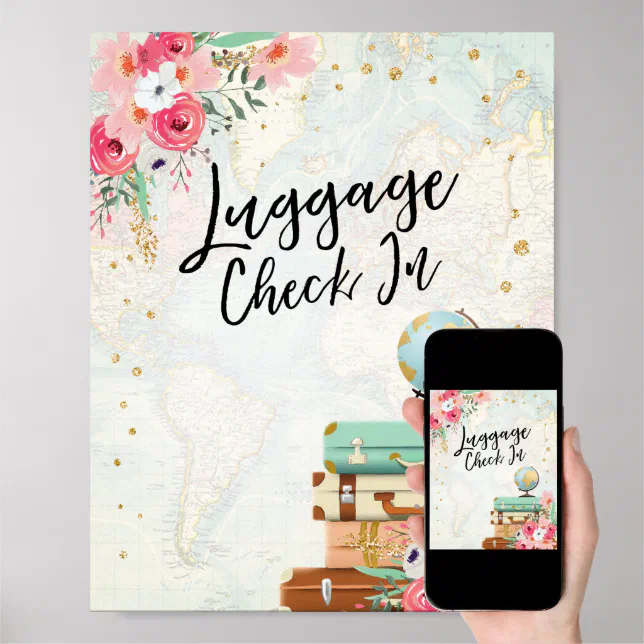 Luggage Check In Sign Travel Shower Miss to Mrs | Zazzle