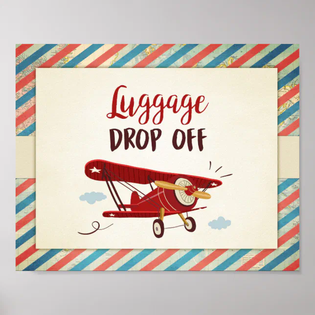 Luggage drop off Sign Airplane Birthday Baby Boy | Zazzle