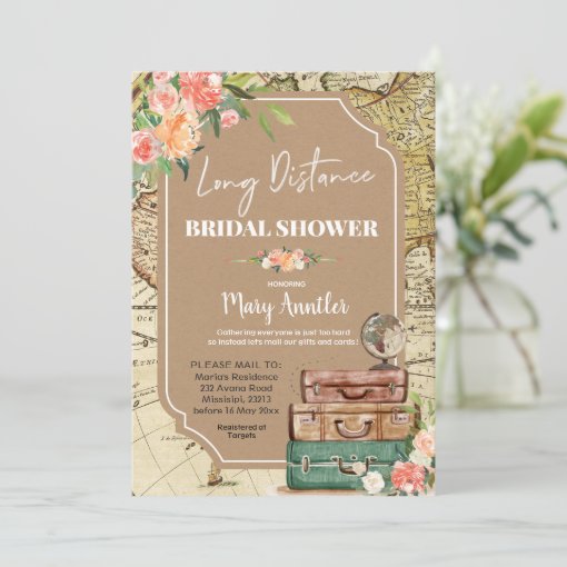Luggage Long Distance Bridal Shower Invitation | Zazzle