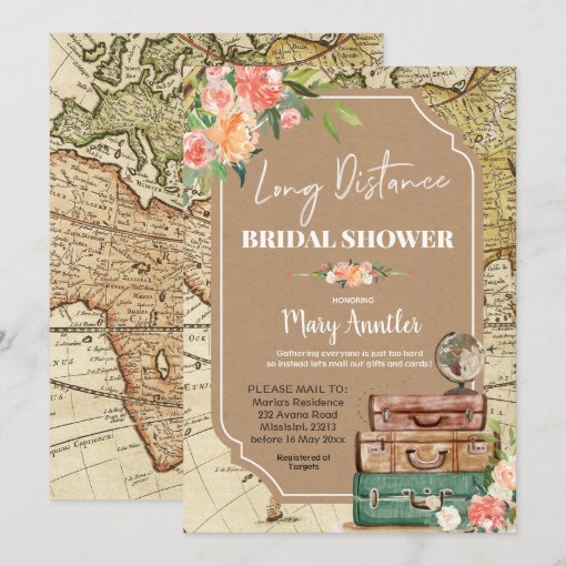 Luggage Long Distance Bridal Shower Invitation | Zazzle