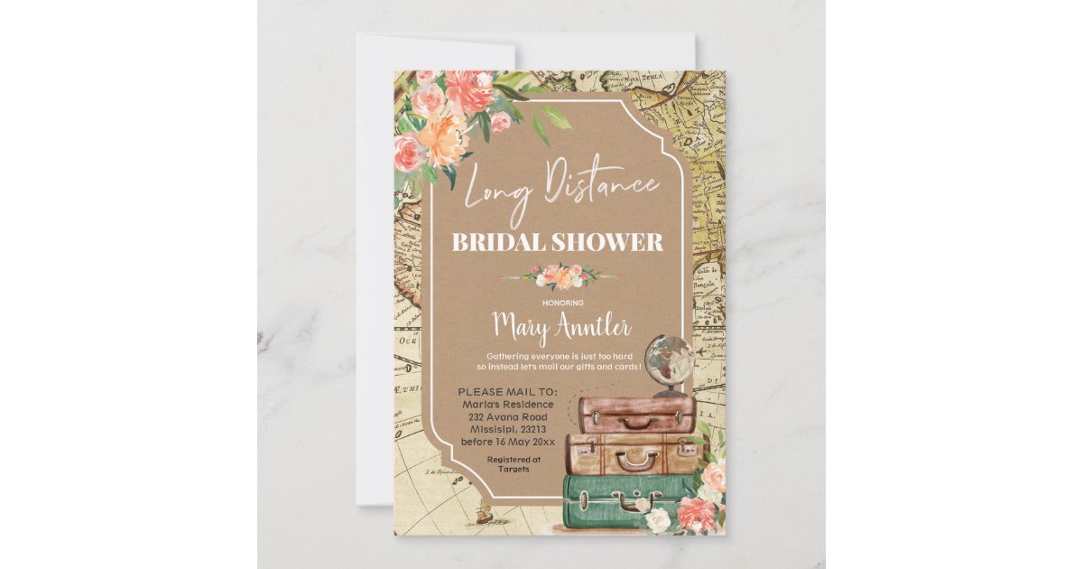 Luggage Long Distance Bridal Shower Invitation | Zazzle