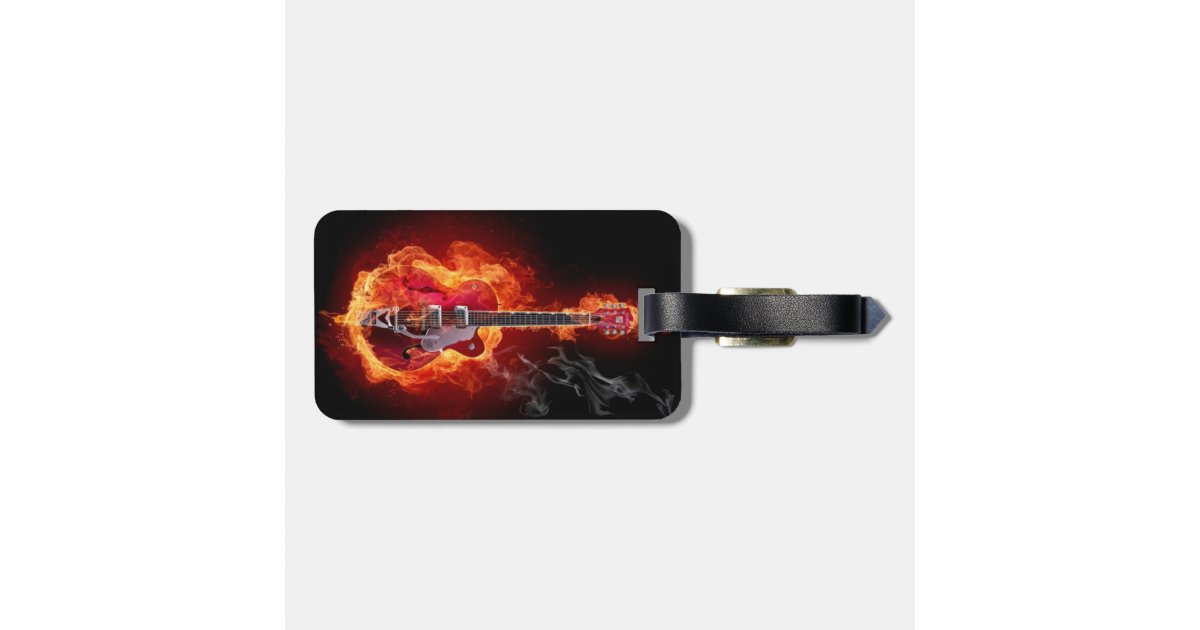 luggage tag, guitar, rock and roll, hell luggage tag | Zazzle