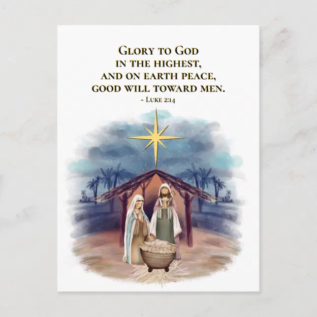 Luke 2:14 Glory to God Nativity Christmas Postcard | Zazzle