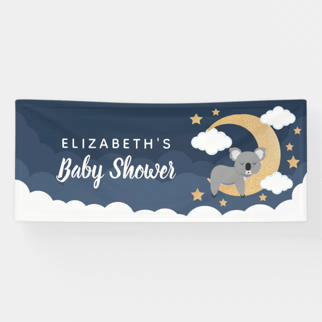 Lullaby Baby Koala Moon Baby Shower Banner | Zazzle