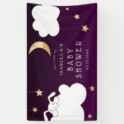 Lullaby Bunny Baby Shower Purple Welcome Banner | Zazzle