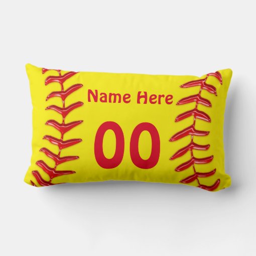 Lumbar Personalized Softball Throw Pillows | Zazzle