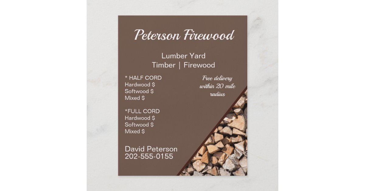 Lumber Timber Yard Firewood Business Flyer | Zazzle