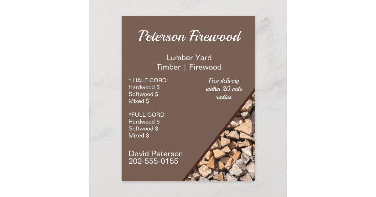 Lumber Timber Yard Firewood Business Flyer | Zazzle