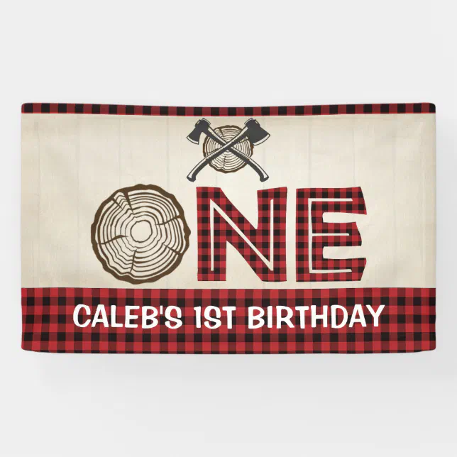 Lumberjack 1st Birthday Banner - Lumberjack | Zazzle