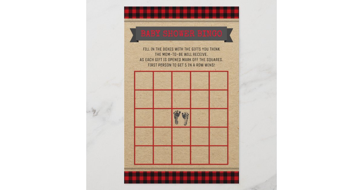 Lumberjack Baby Shower Bingo Card | Zazzle