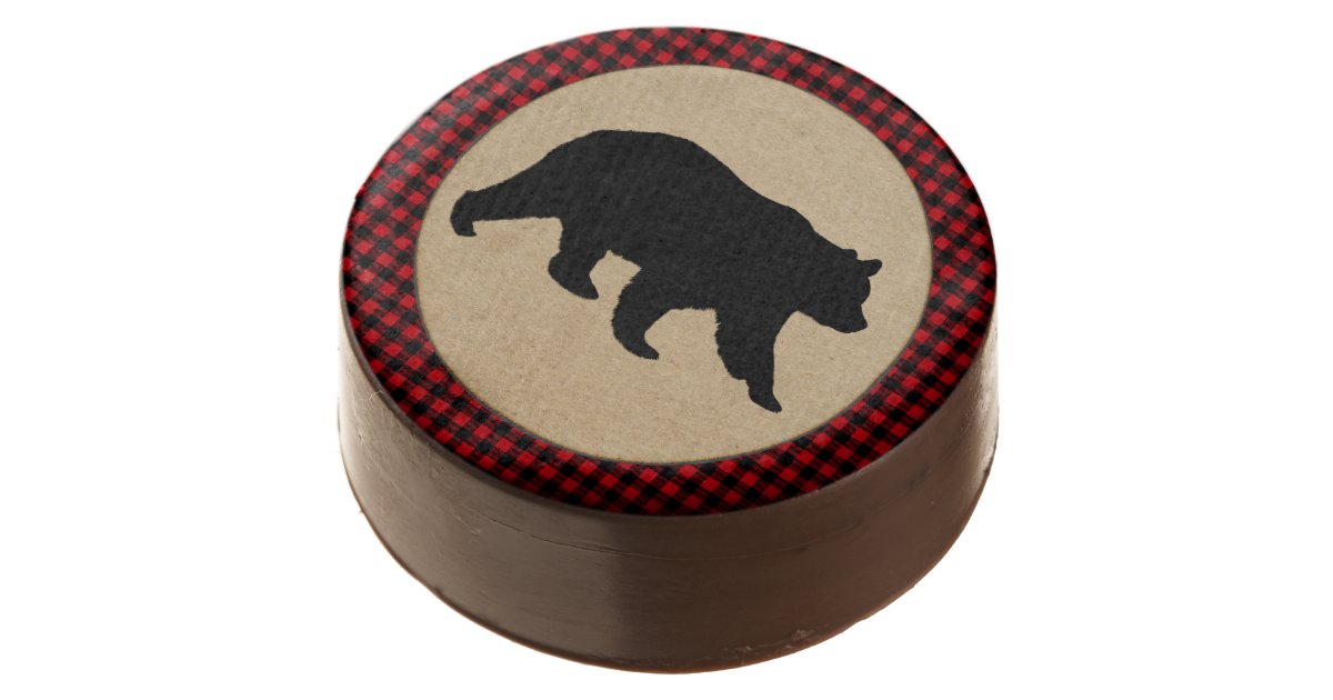 Lumberjack Bear Buffalo Plaid Cookies | Zazzle
