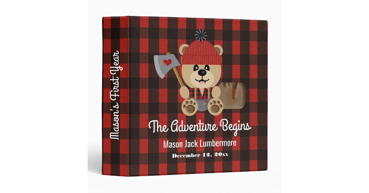 Lumberjack Bear Wilderness Baby's First Year Album Binder | Zazzle