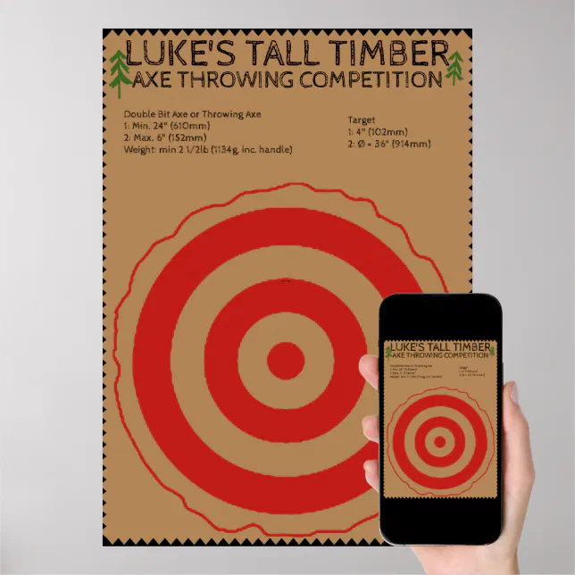 Lumberjack Birthday - Axe Throwing Game Poster | Zazzle
