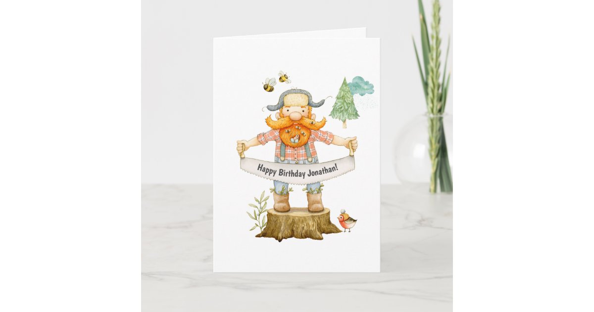 Lumberjack Birthday Greeting Card | Zazzle