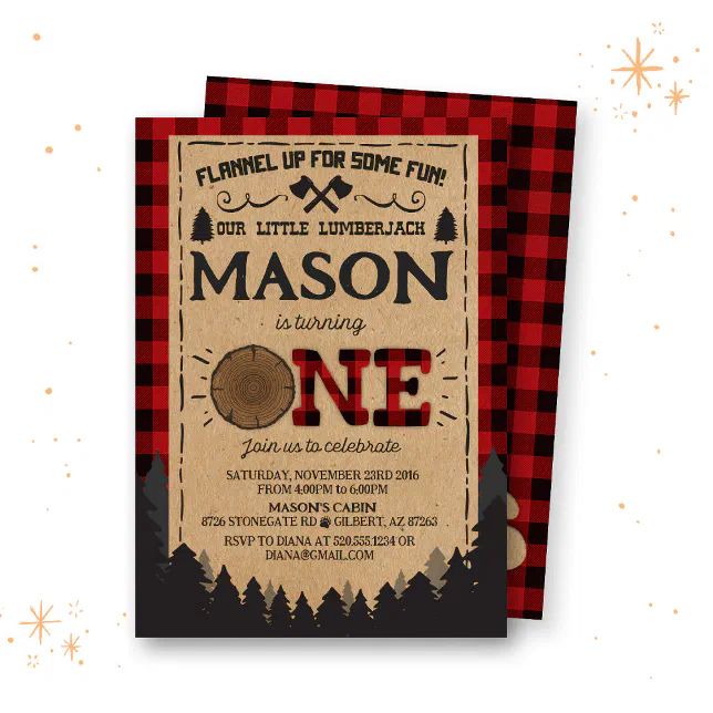 Lumberjack Birthday Invitation | Zazzle
