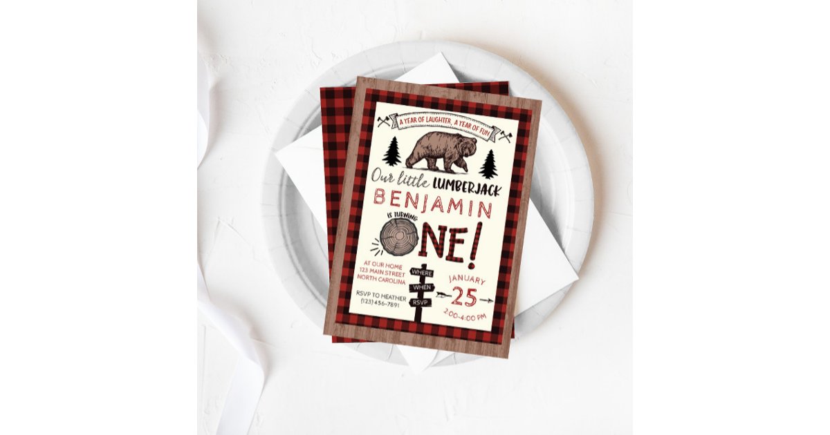 Lumberjack Birthday Invitation Woodland Birthday | Zazzle