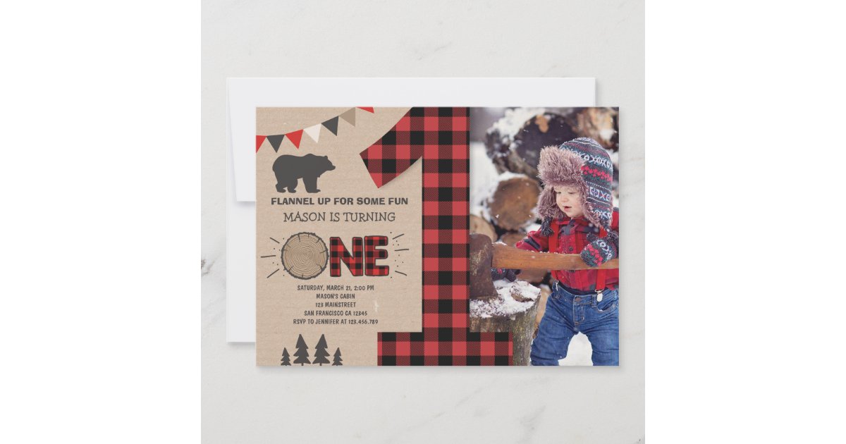 Lumberjack Birthday Invitation Woodland Birthday | Zazzle