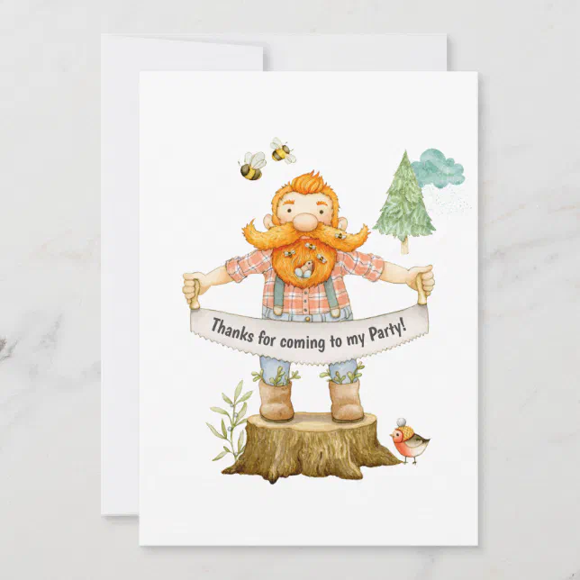 Lumberjack Birthday Thank You Card | Zazzle