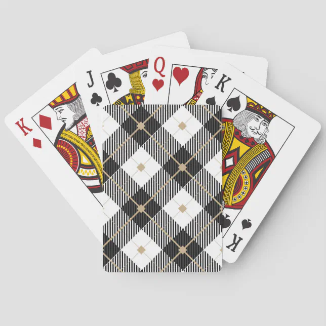 Lumberjack Black White Plaid Pattern Poker Cards | Zazzle