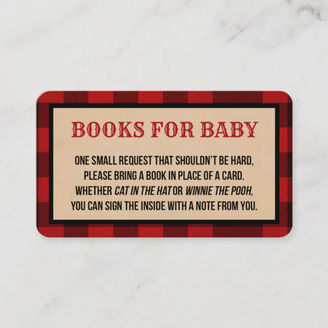Lumberjack Books for Baby Shower Invite Inserts | Zazzle