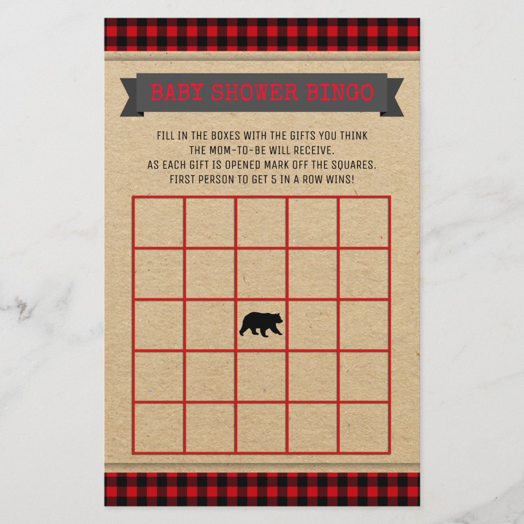 Lumberjack Boys Baby Shower Bingo Card | Zazzle