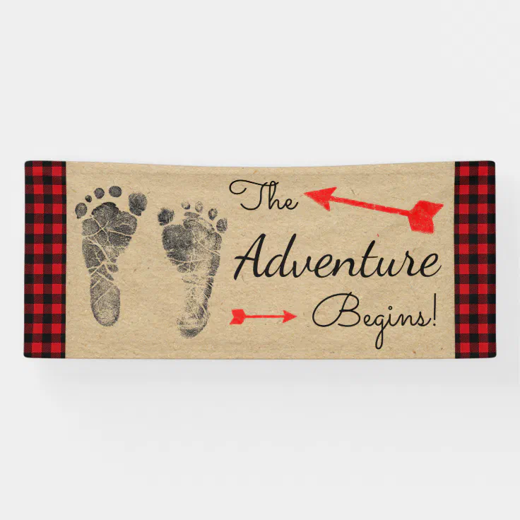 Lumberjack Buffalo Plaid Baby Shower Banner | Zazzle