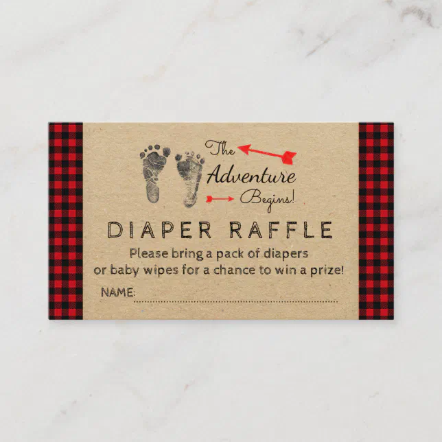Lumberjack Buffalo Plaid Boys Diaper Raffle Ticket Enclosure Card | Zazzle
