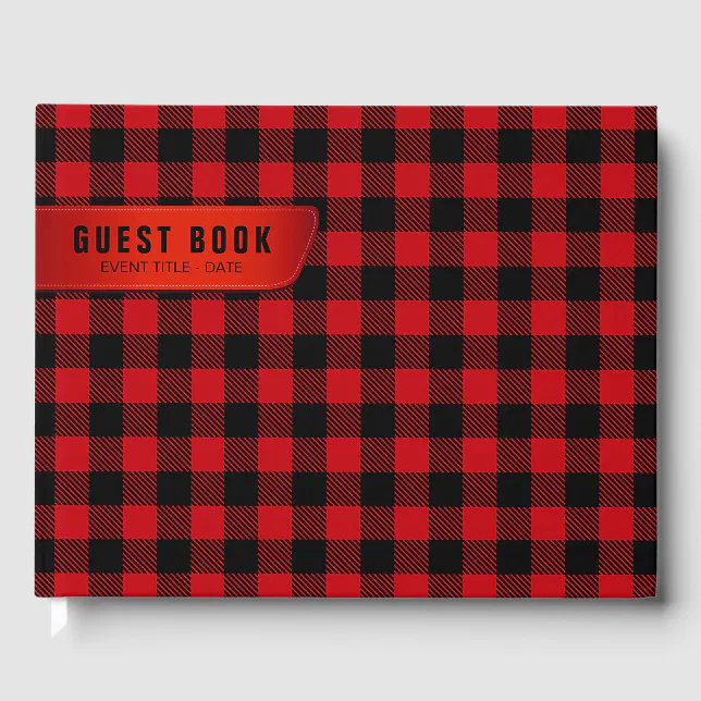 Lumberjack Buffalo Plaid Guest Book | Zazzle