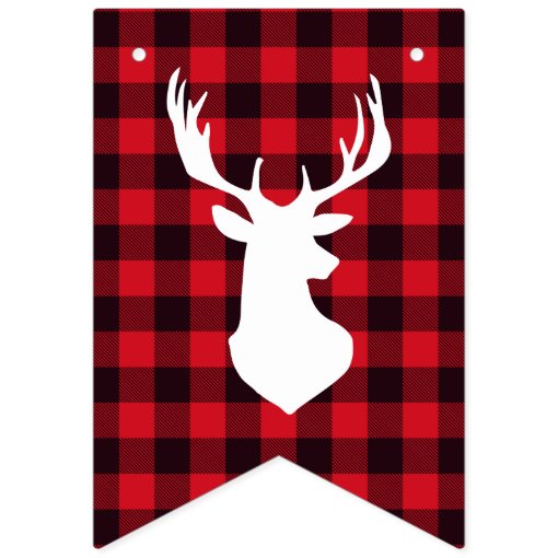 Lumberjack Buffalo Plaid Happy Birthday Party Bunting Flags | Zazzle