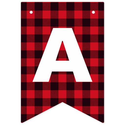 Lumberjack Buffalo Plaid Happy Birthday Party Bunting Flags | Zazzle