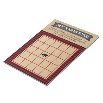 Lumberjack Buffalo Plaid Woodland Baby Bingo Game Notepad | Zazzle