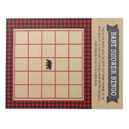 Lumberjack Buffalo Plaid Woodland Baby Bingo Game Notepad | Zazzle